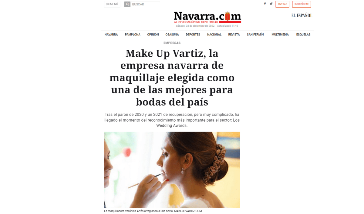 Make Up Vartiz, la empresa navarra de maquillaje elegida como una de las mejores para bodas del ...